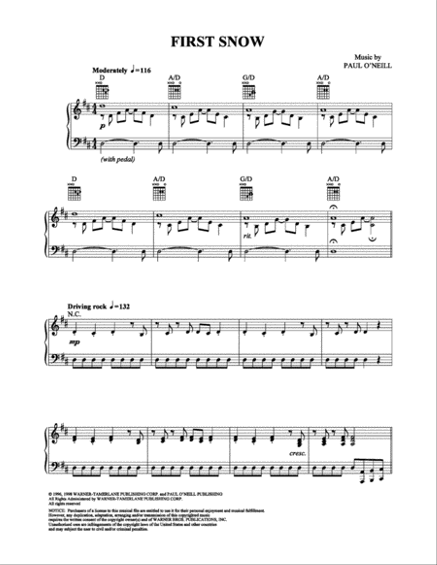 First Snow by Trans-Siberian Orchestra - Piano Solo - Digital Sheet ...