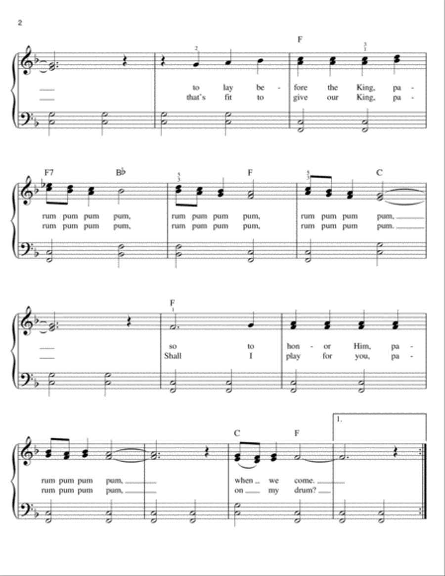 The Little Drummer Boy by Katherine K. Davis - Easy Piano - Digital ...