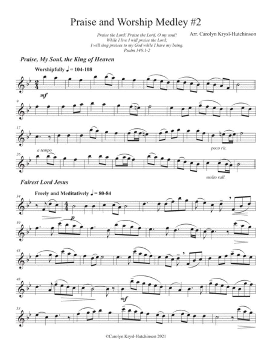 Hymns Of Praise And Worship For Unaccompanied Flute Volume 1 Medley