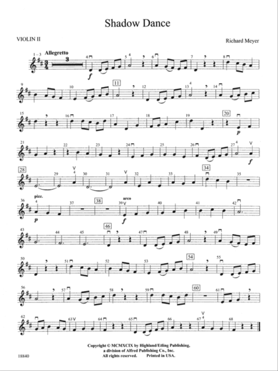 Shadow Dance: 2nd Violin by Richard Meyer - String Orchestra - Digital ...