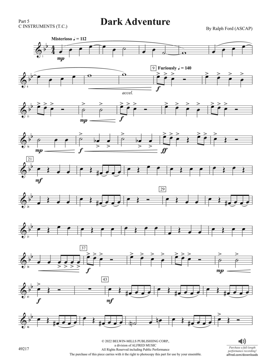 Dark Adventure: Part 5 - C Instruments (T.C.) - Concert Band - Digital ...