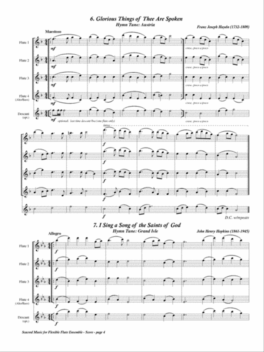Sacred Music Hymns Flexible Flute Ensemble By Phyllis Avidan Louke