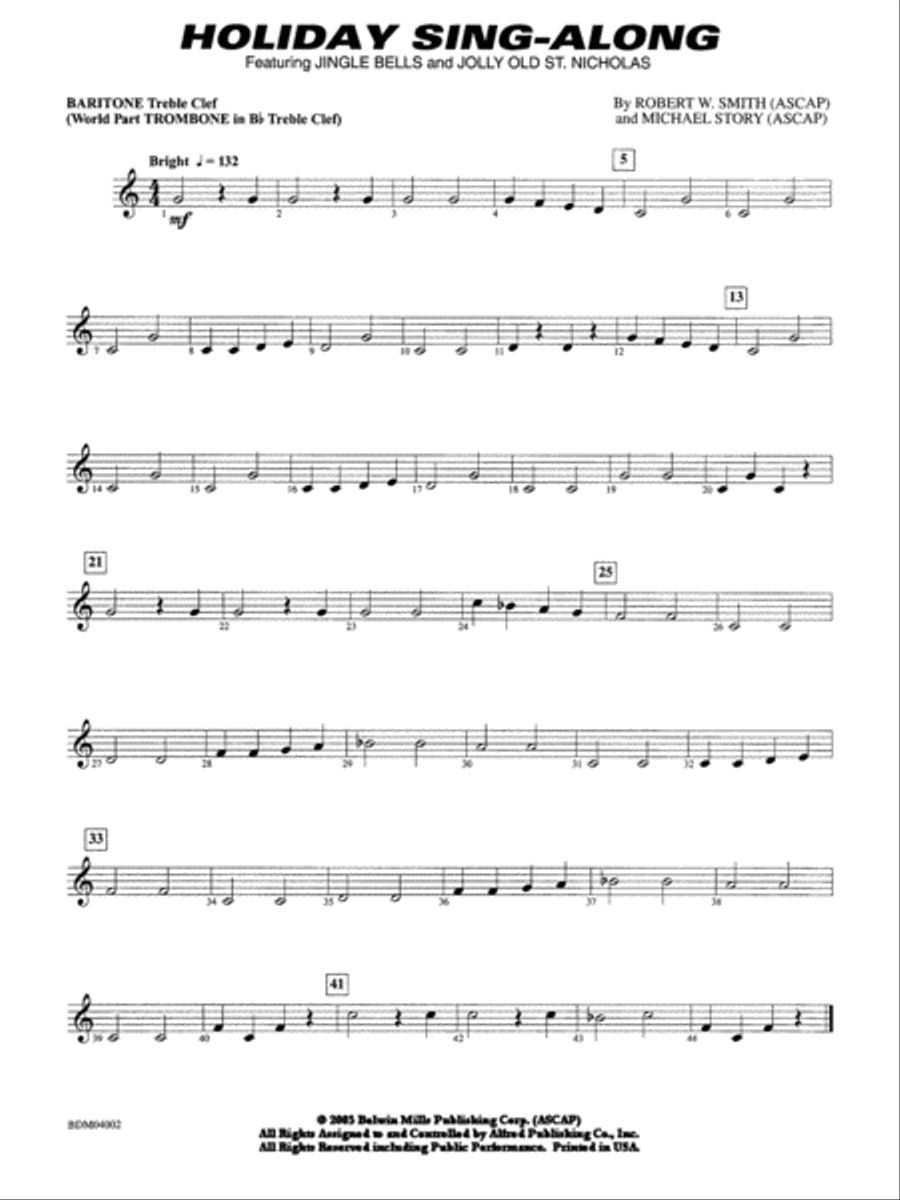 Holiday Sing-Along: Baritone T.C. by Robert W. Smith - Concert Band ...