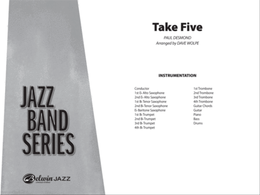 Take Five: Score by Paul Desmond - Jazz Ensemble - Digital Sheet Music ...