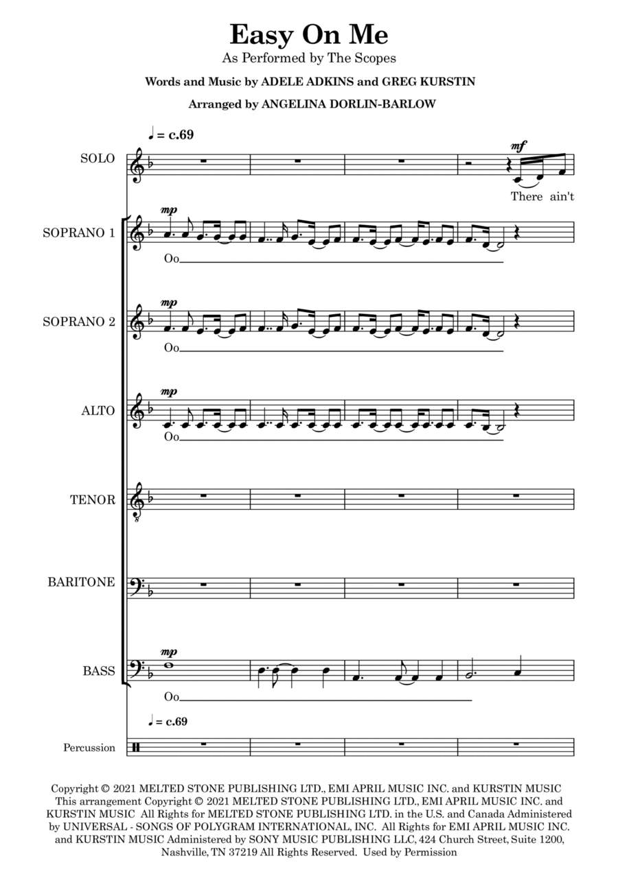 Easy On Me by Adele - Divisi - Digital Sheet Music | Sheet Music Plus