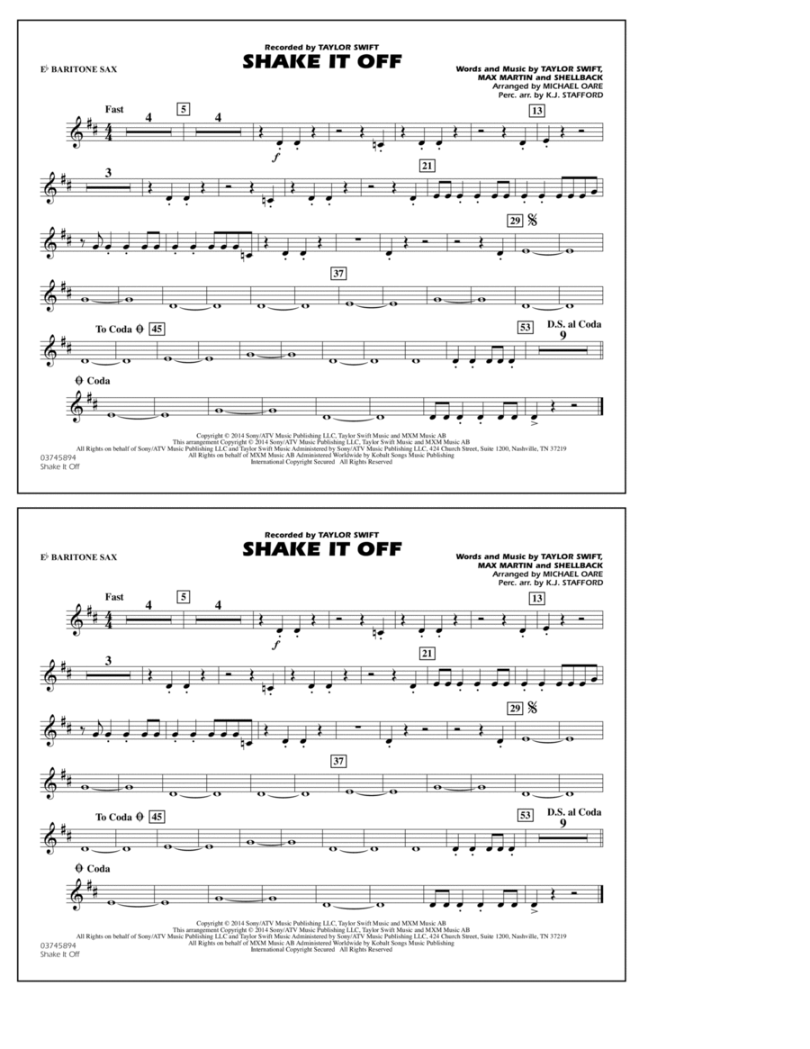 Shake It Off Eb Baritone Sax By Michael Oare Baritone Saxophone