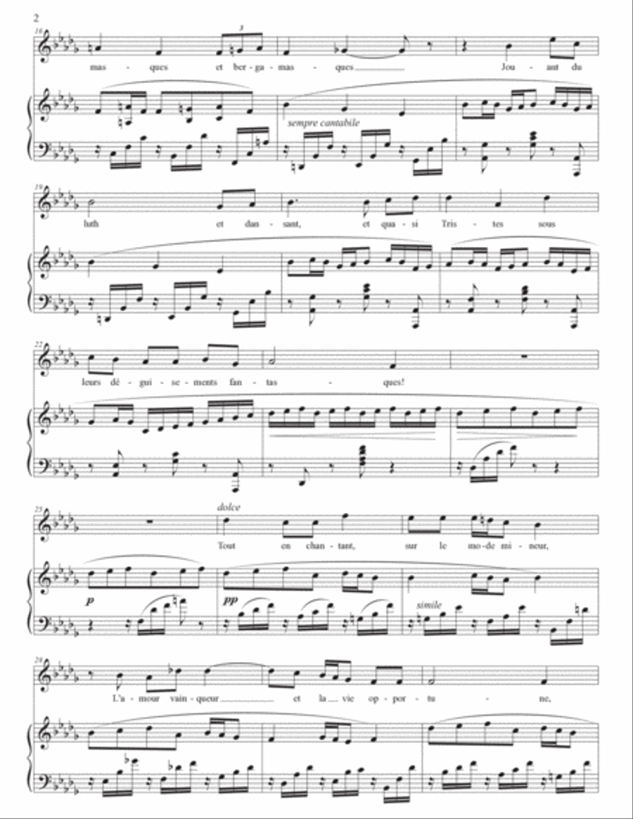FaurÉ Clair De Lune Op 46 No 2 Transposed To B Flat Minor By