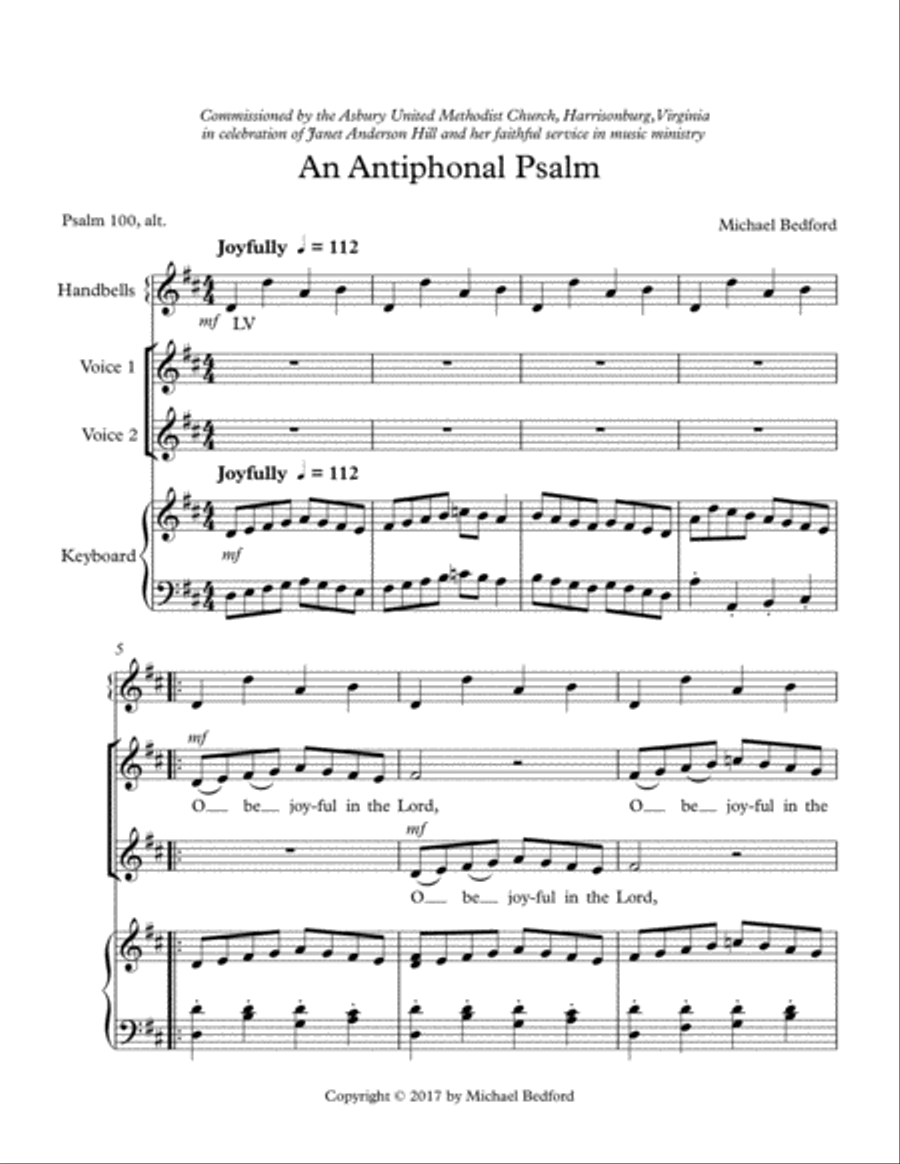 An Antiphonal Psalm by Michael Bedford - 2-Part - Digital Sheet Music ...