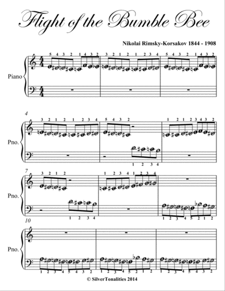 Flight of the Bumble Bee Beginner Piano Sheet Music by SilverTonalities ...