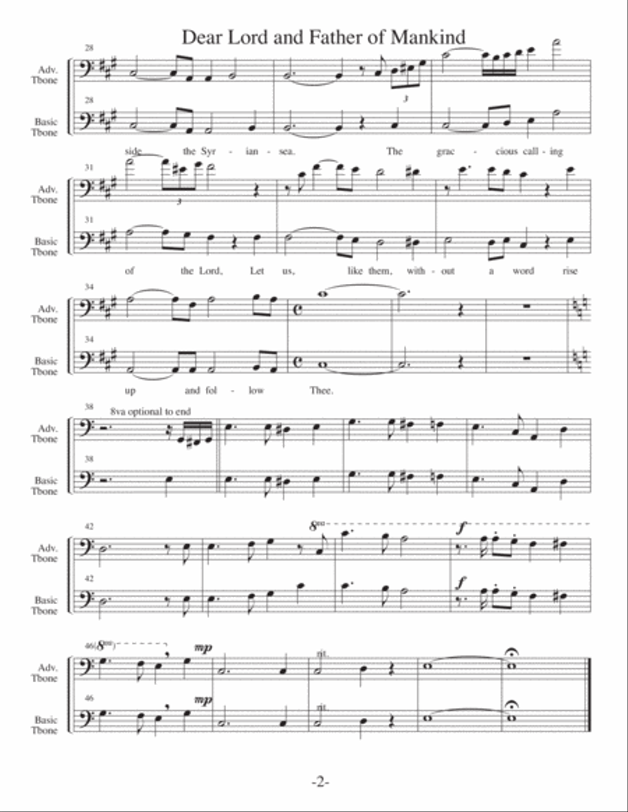 Dear Lord and Father of Mankind (Arrangements Level 1-3 for TROMBONE + Written Acc) Hymn ...