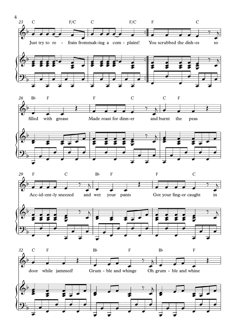 The Grumble Song - Voice, Piano, Vocal - Digital Sheet Music | Sheet ...