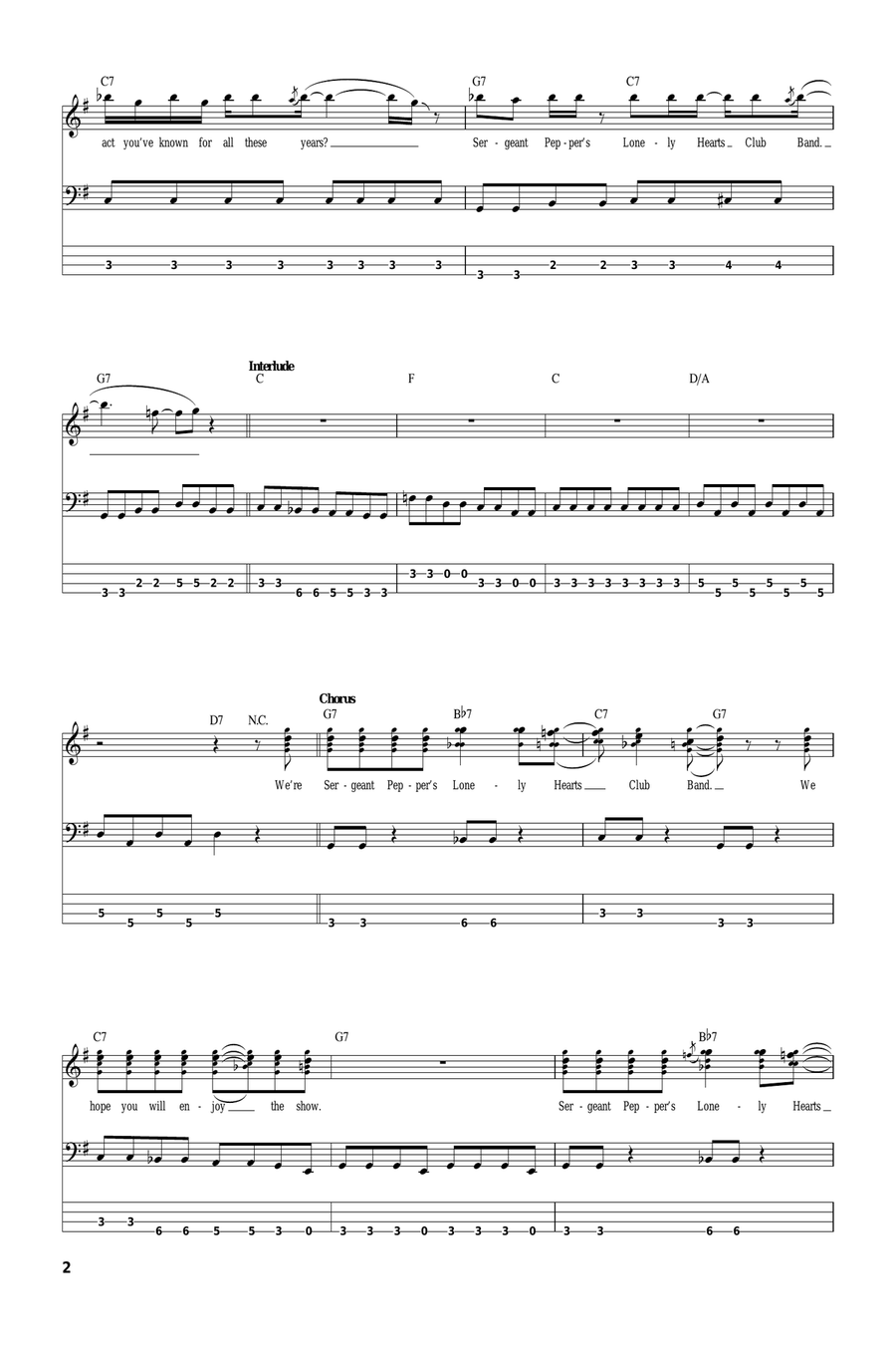 Sgt. Pepper's Lonely Hearts Club Band by The Beatles - Guitar Tablature ...