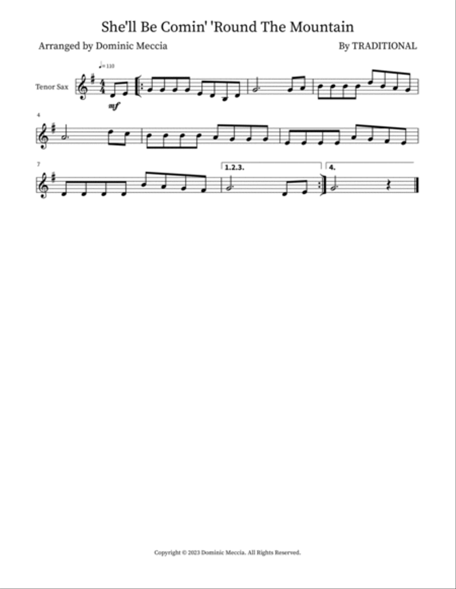 She'll Be Comin' 'Round The Mountain by Traditional - Woodwind Duet ...