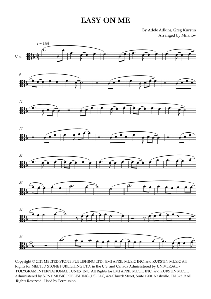 Easy On Me by Adele - Viola Solo - Digital Sheet Music | Sheet Music Plus