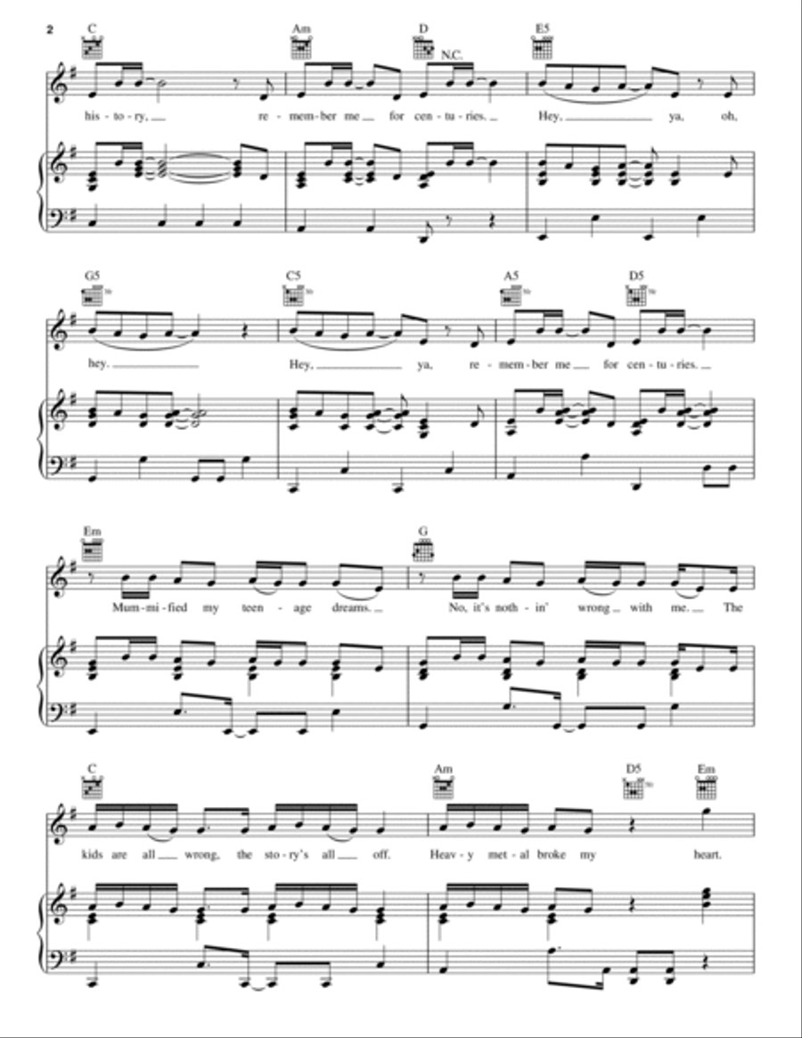 Centuries by Fall Out Boy - Piano, Vocal, Guitar - Digital Sheet Music ...