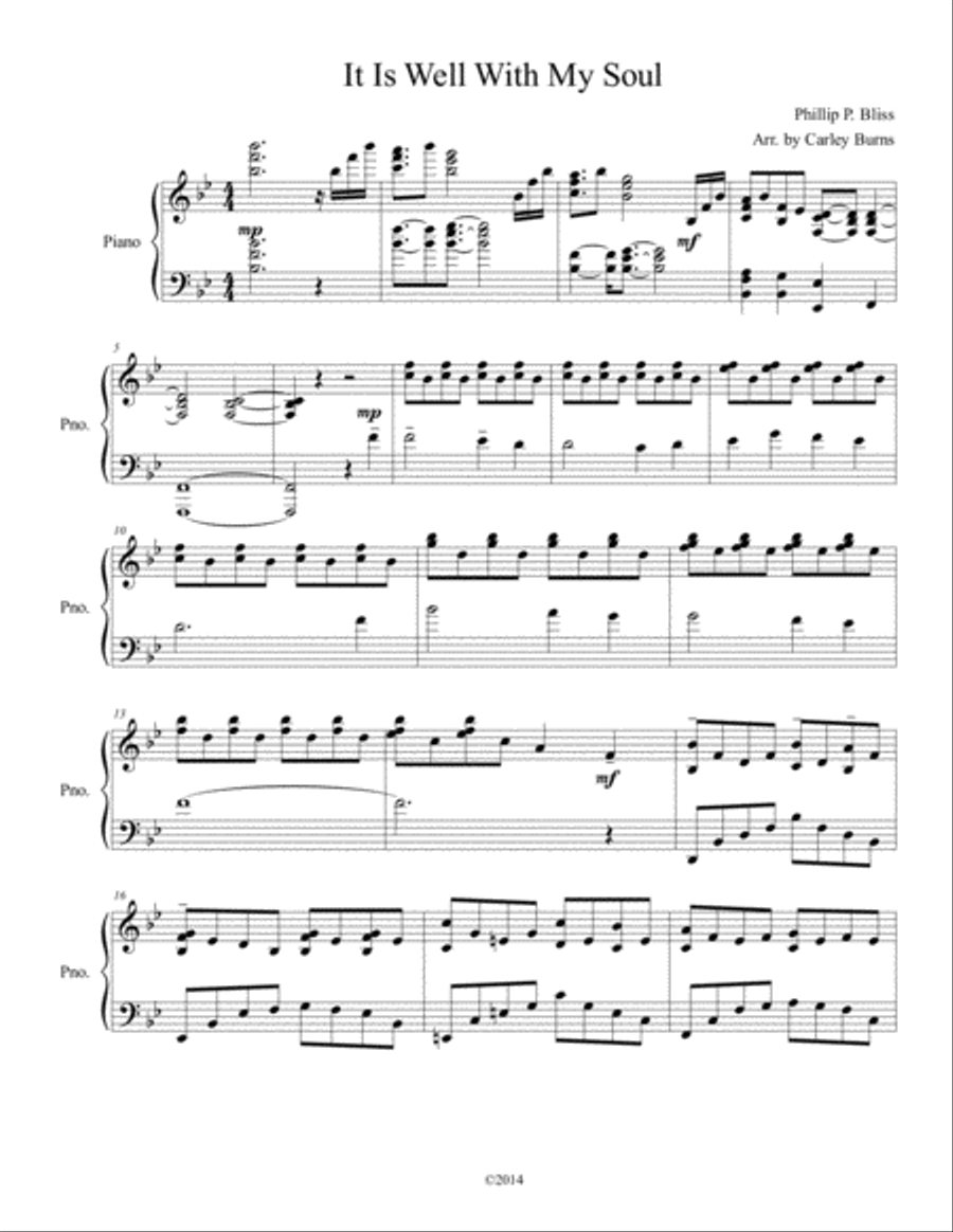 It Is Well With My Soul by Philip P. Bliss - Piano Solo - Digital Sheet ...