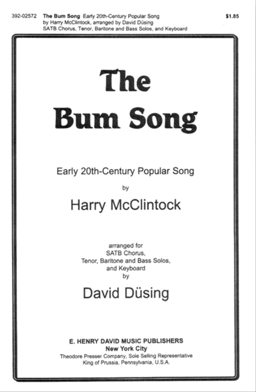 The Bum Song - Choir, Choir - Sheet Music | Sheet Music Plus