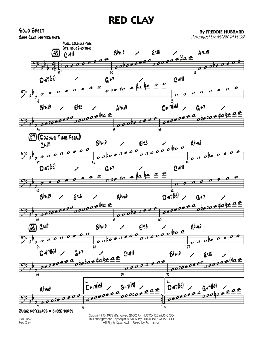 Red Clay - Bass Clef Solo Sheet by Freddie Hubbard - Jazz Ensemble ...