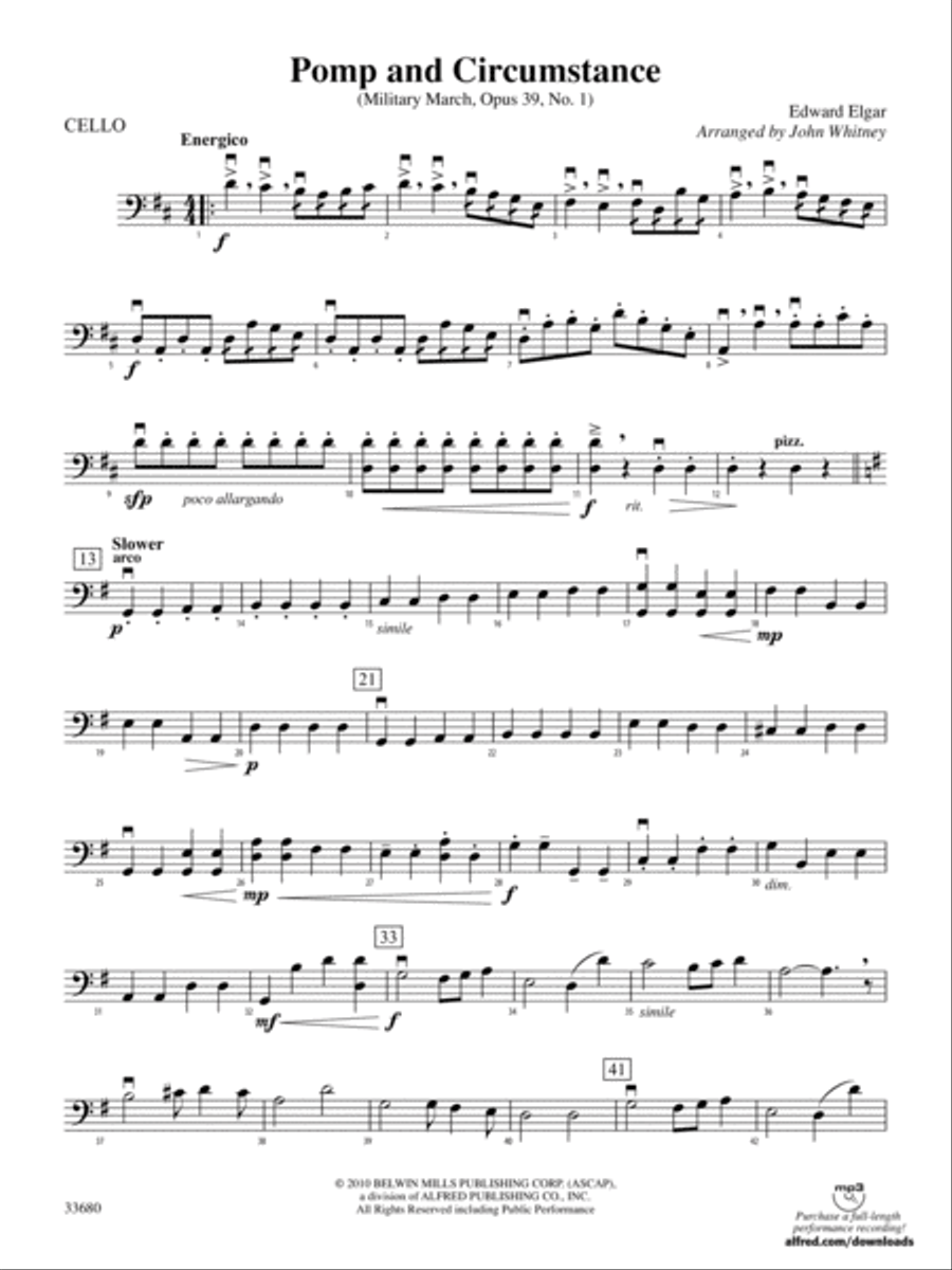 Pomp and Circumstance: Cello by Edward Elgar - Full Orchestra - Digital ...
