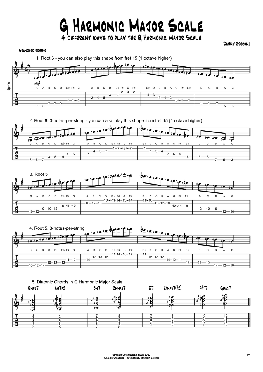 G Harmonic Major Scale (4 Ways to Play) by Traditional - Electric ...