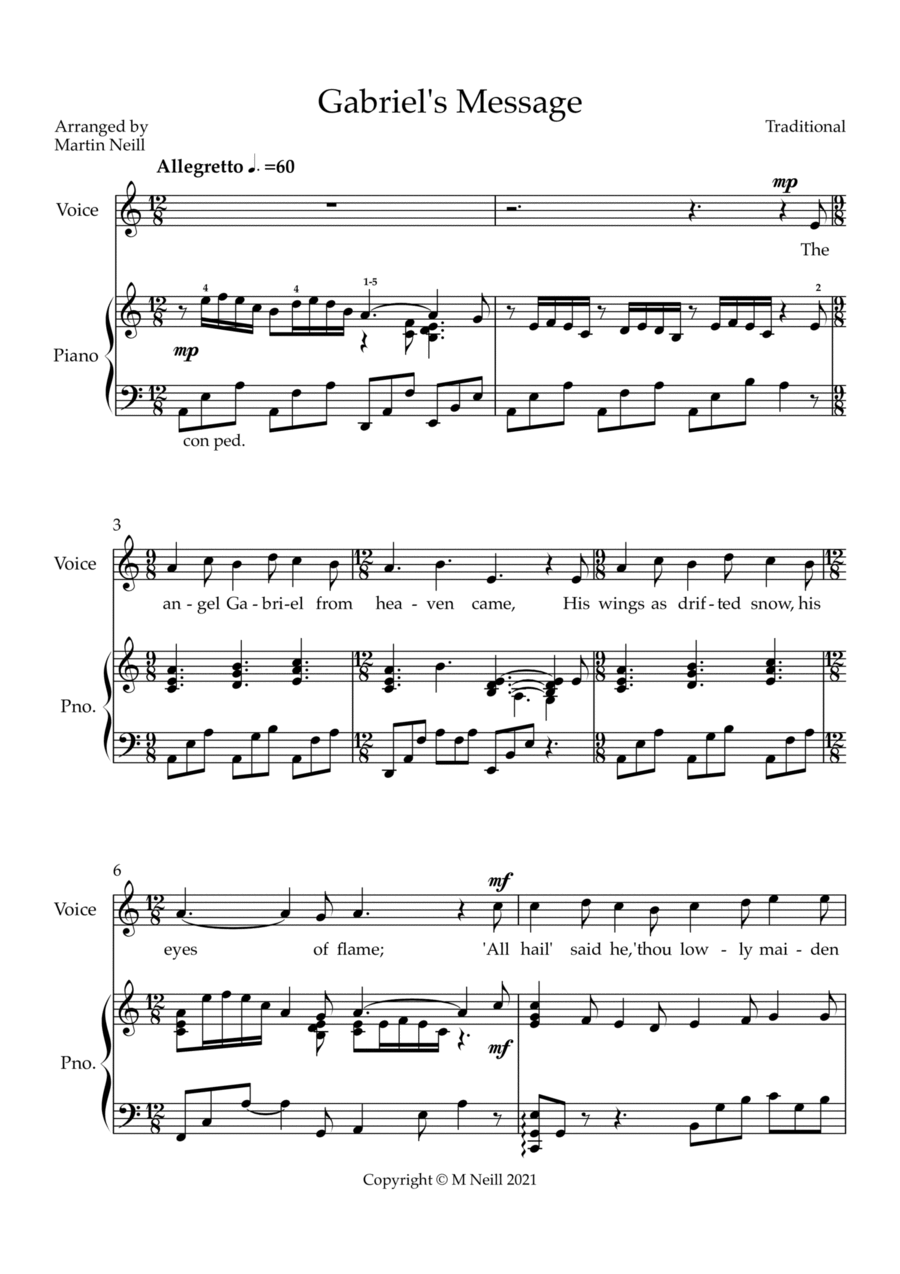 Gabriel's Message by Traditional - High Voice, Medium-High Voice ...