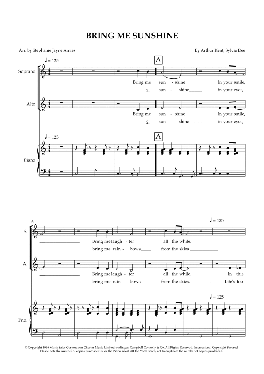 Bring Me Sunshine by Willie Nelson - SA - Digital Sheet Music | Sheet ...
