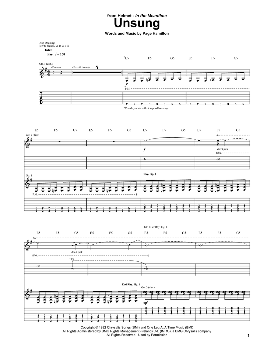 Unsung - Electric Guitar - Digital Sheet Music | Sheet Music Plus