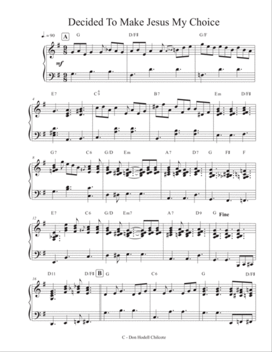 I've Decided To Make Jesus My Choice by Don Hodell Chilcote - Jazz ...