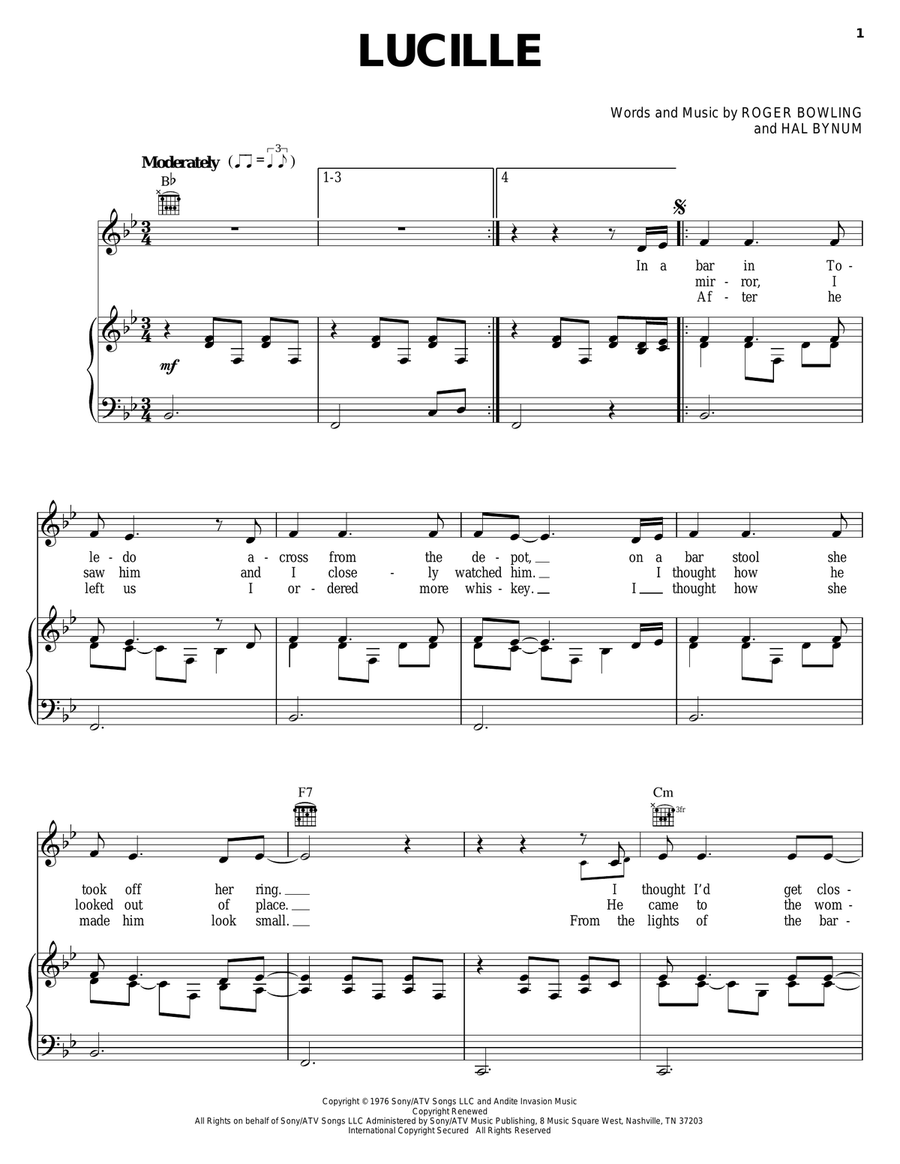 Lucille by Kenny Rogers - Acoustic Guitar, Voice, Piano, Vocal, Guitar - Digital Sheet Music ...