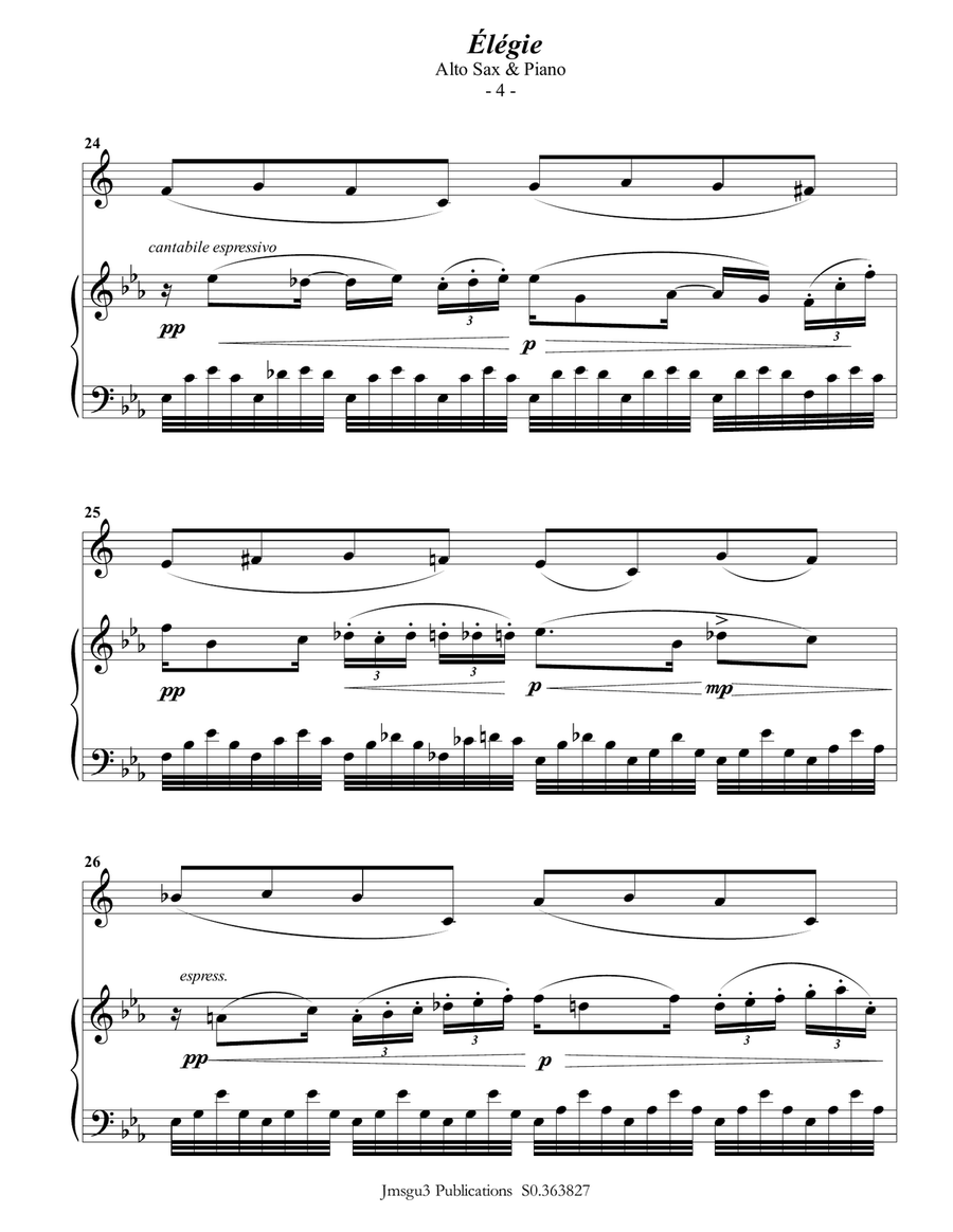 Fauré Élégie Op 24 For Alto Sax And Piano By Gabriel Faure Alto