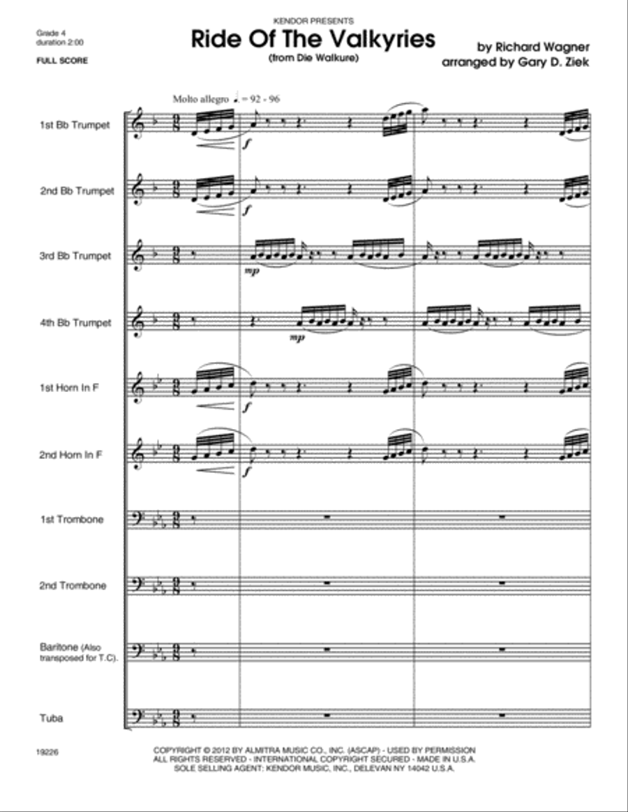 Ride Of The Valkyries (from Die Walkure) - Full Score by Richard Wagner ...