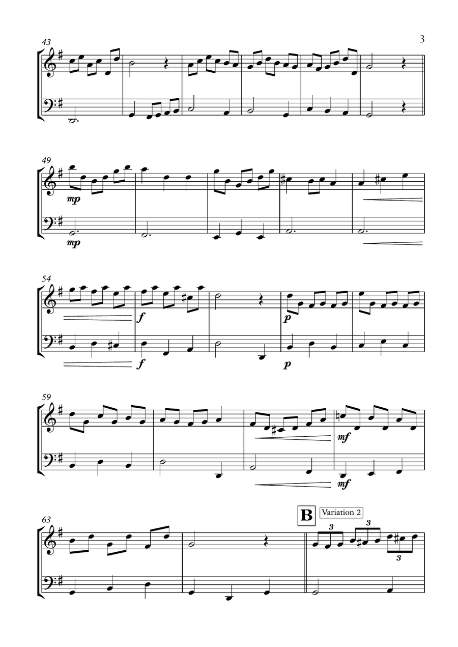 4 Variations on Minuet in G Major (BWV 114) - (J. S. Bach) - For ...