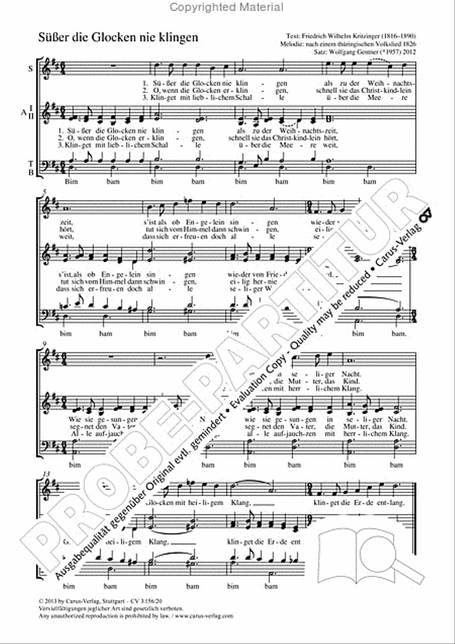 Susser die Glocken nie klingen - Choir - Sheet Music | Sheet Music Plus Susser die Glocken nie klingen - Choir - Sheet Music | Sheet Music Plus