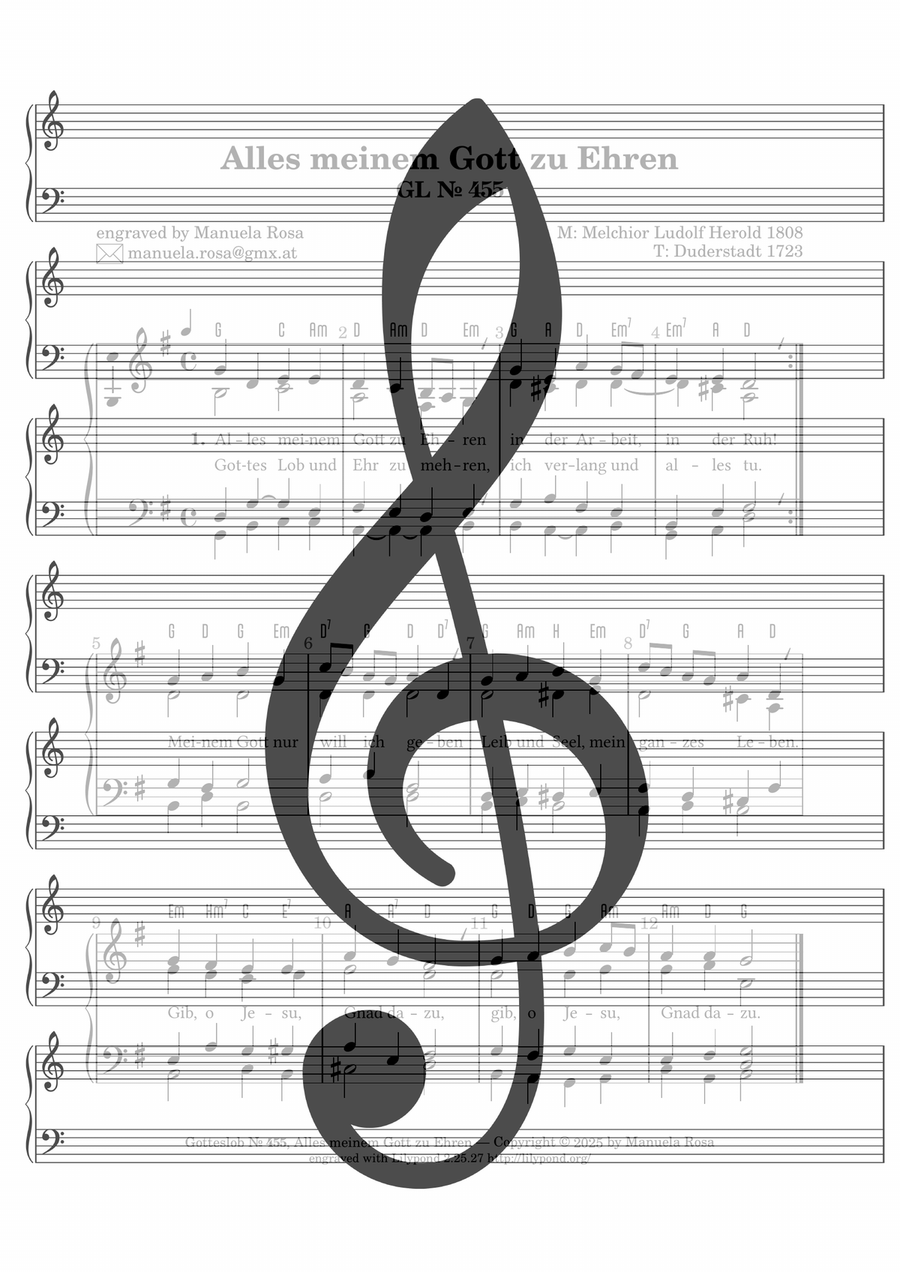 Alles meinem Gott zu Ehren (Gotteslob 455) - Organ Solo - Digital Sheet ...