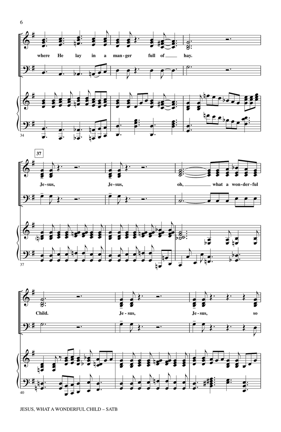 Jesus, What A Wonderful Child by Rollo Dilworth - 4-Part - Digital ...