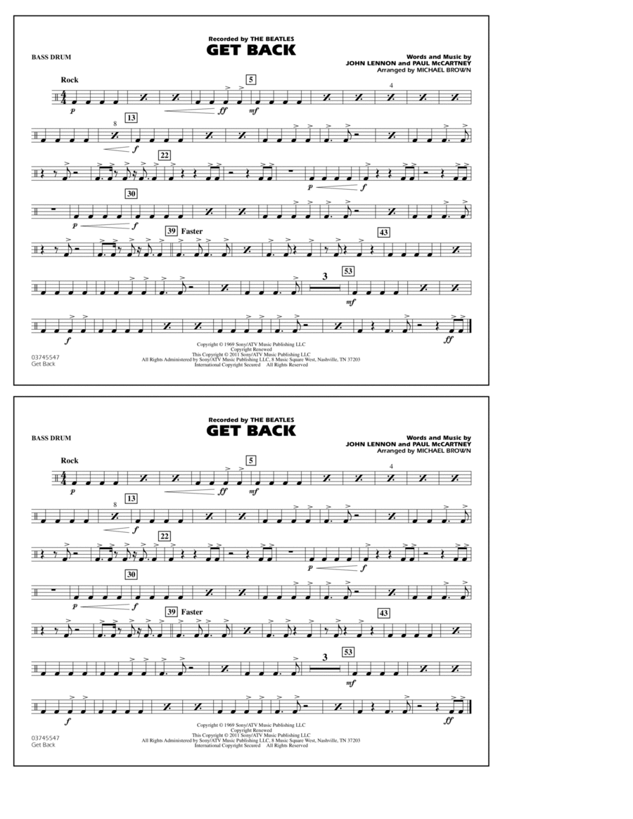 Get Back - Bass Drum by The Beatles - Percussion - Digital Sheet Music ...