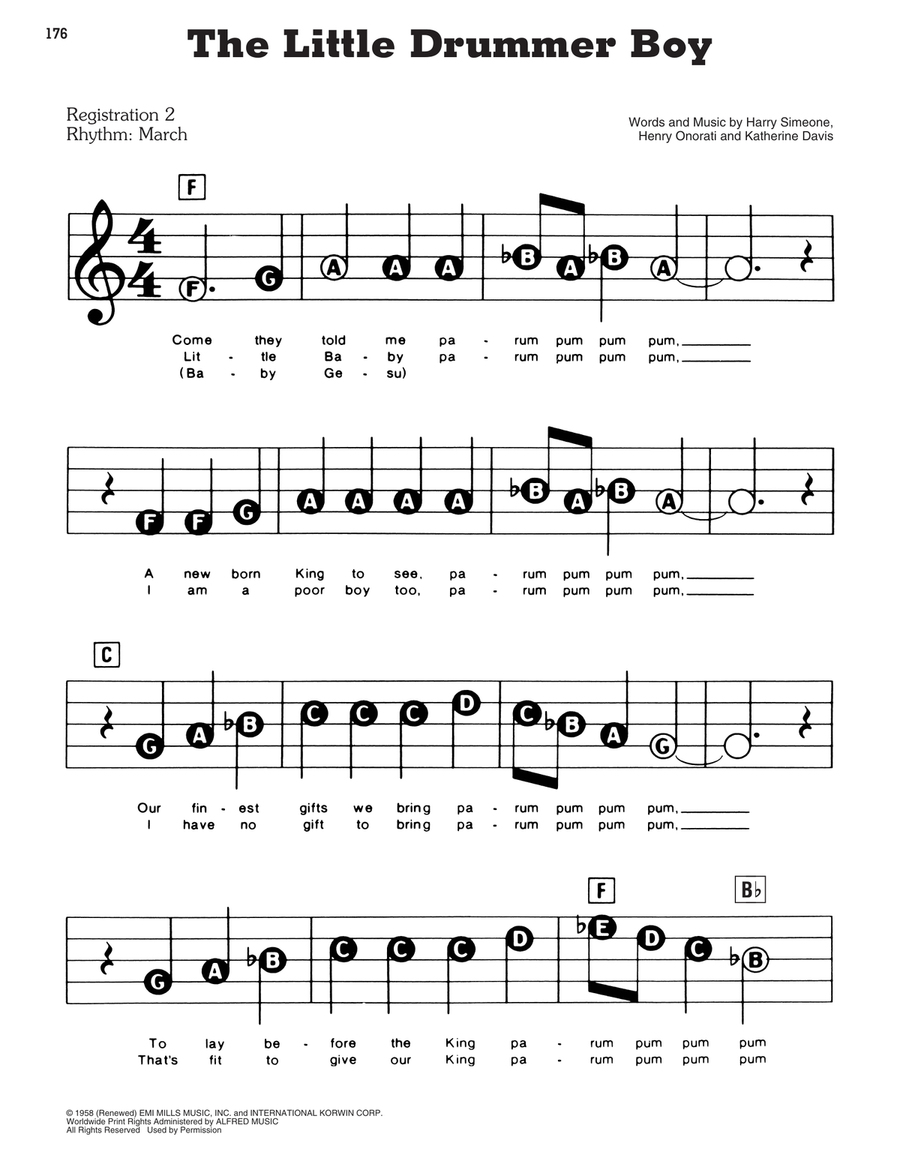 The Little Drummer Boy - Electronic Keyboard - Digital Sheet Music ...