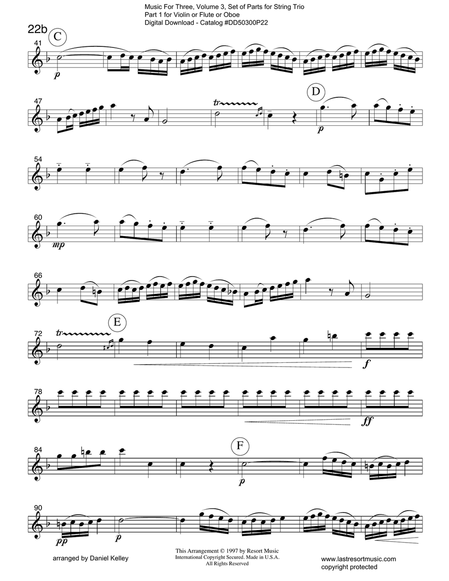 Alleluia from Exsultate, Jubilate K. 165 for String Trio (or Wind Trio ...