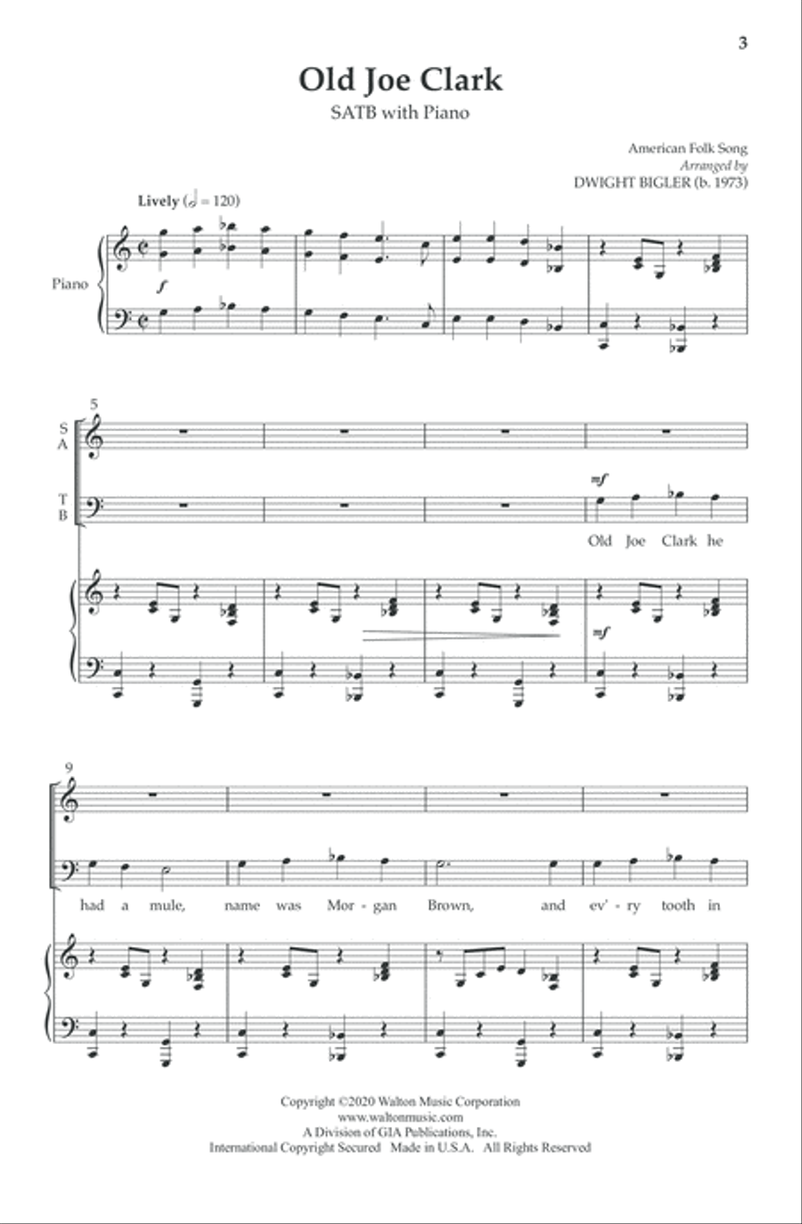 Old Joe Clark by American Folk Song - Choir - Digital Sheet Music ...