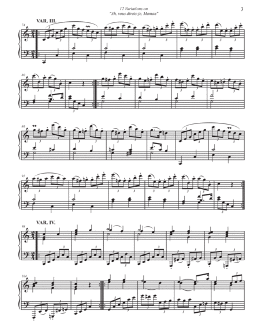 12 Variations on "Ah, vous dirais-je, Maman" (Twinkle, Twinkle, Little ...