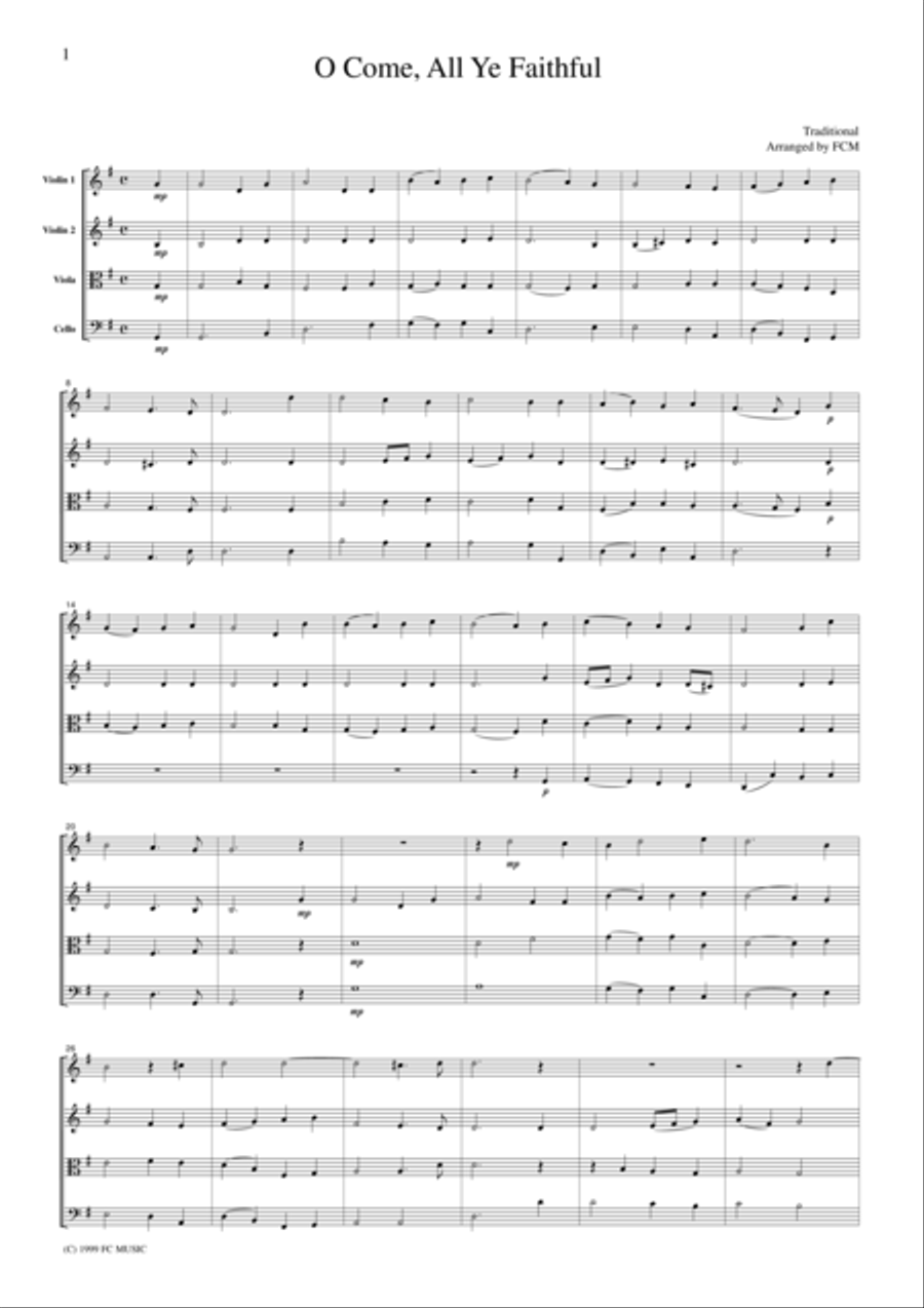 Christmas Carol O Come, All Ye Faithful, for string quartet, CH905 by ...