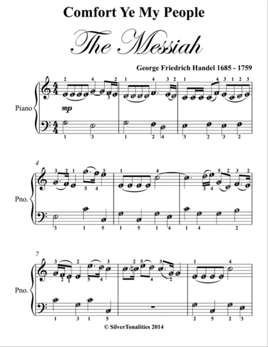 Comfort Ye My People the Messiah Easy Piano Sheet Music by George ...