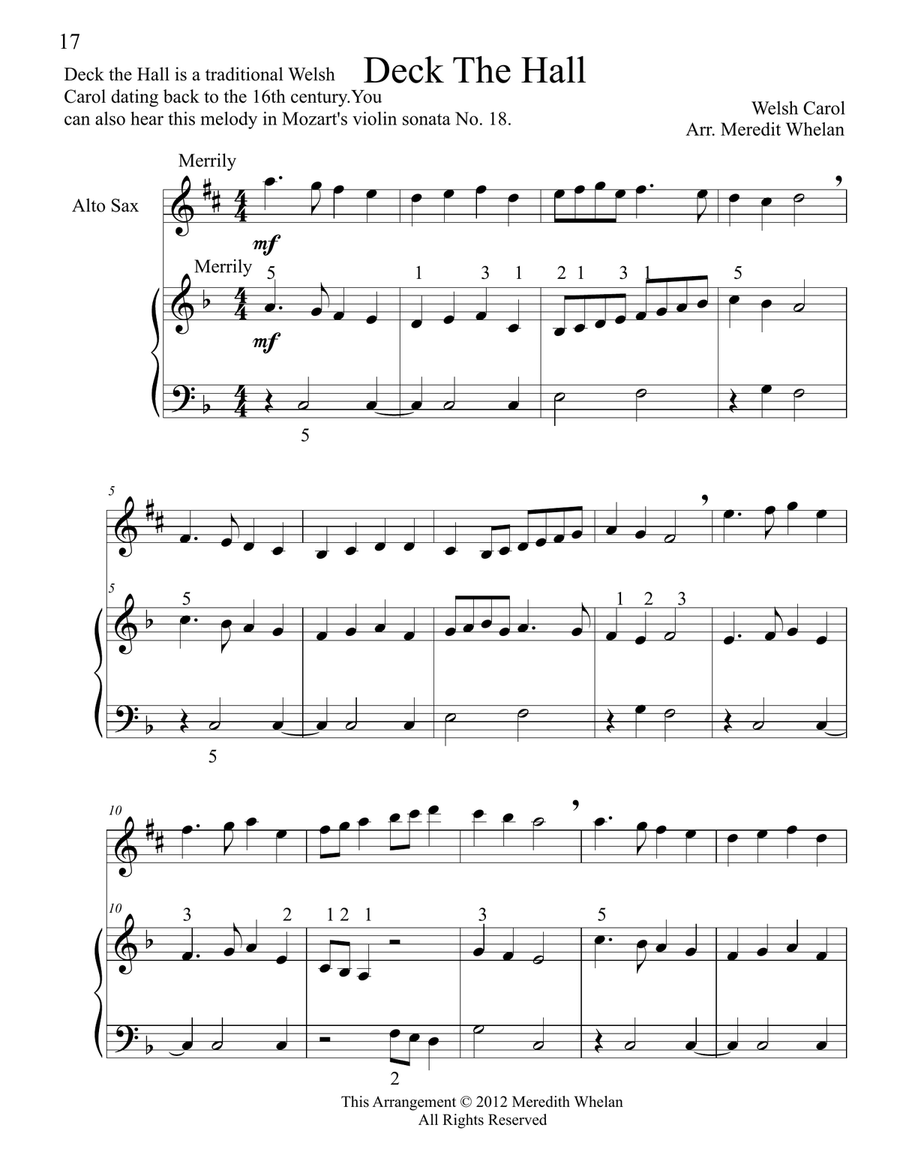 Christmas Duets For Alto Saxophone And Piano 11 Traditional Carols By