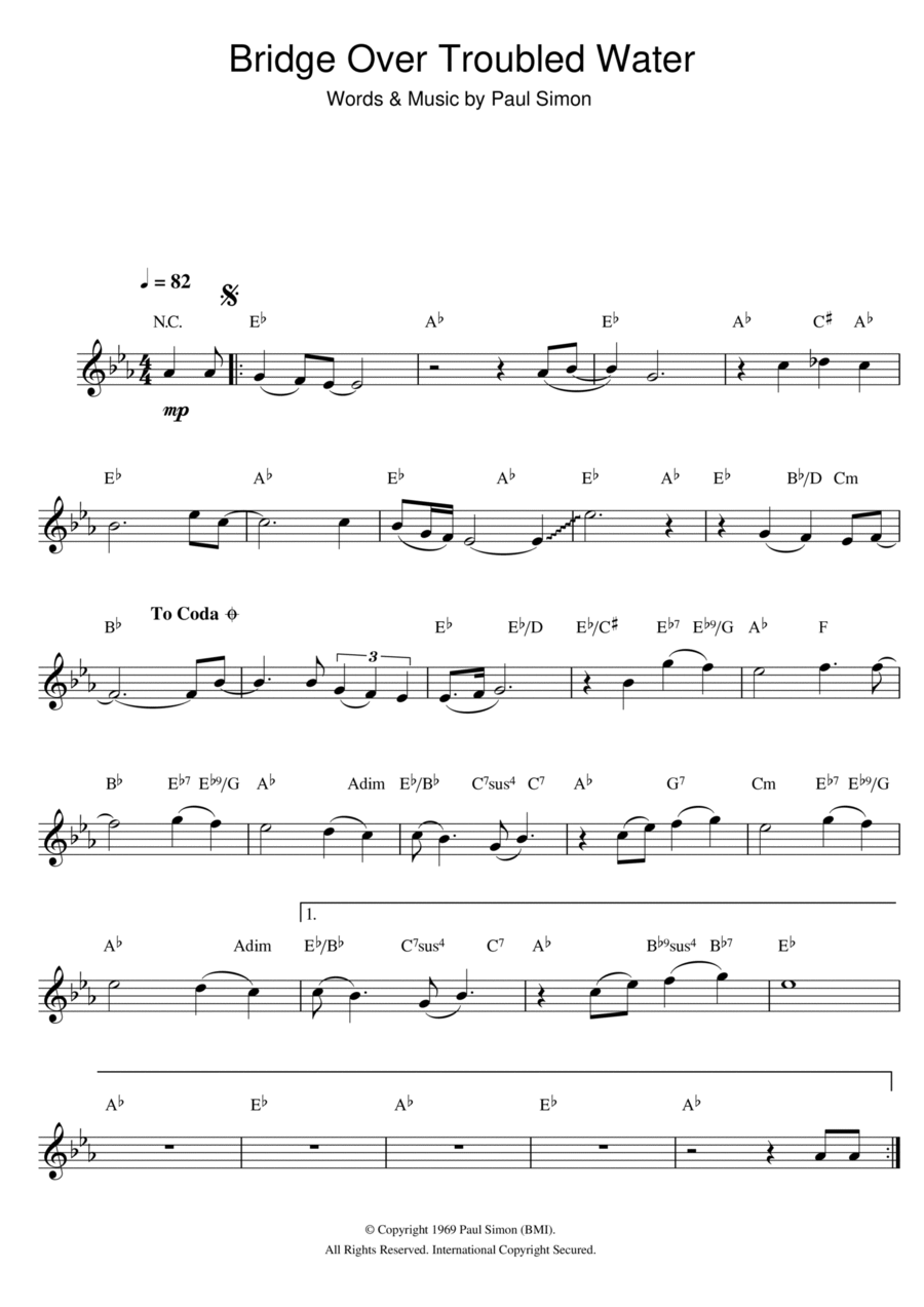 Bridge Over Troubled Water By Simon And Garfunkel Clarinet Solo