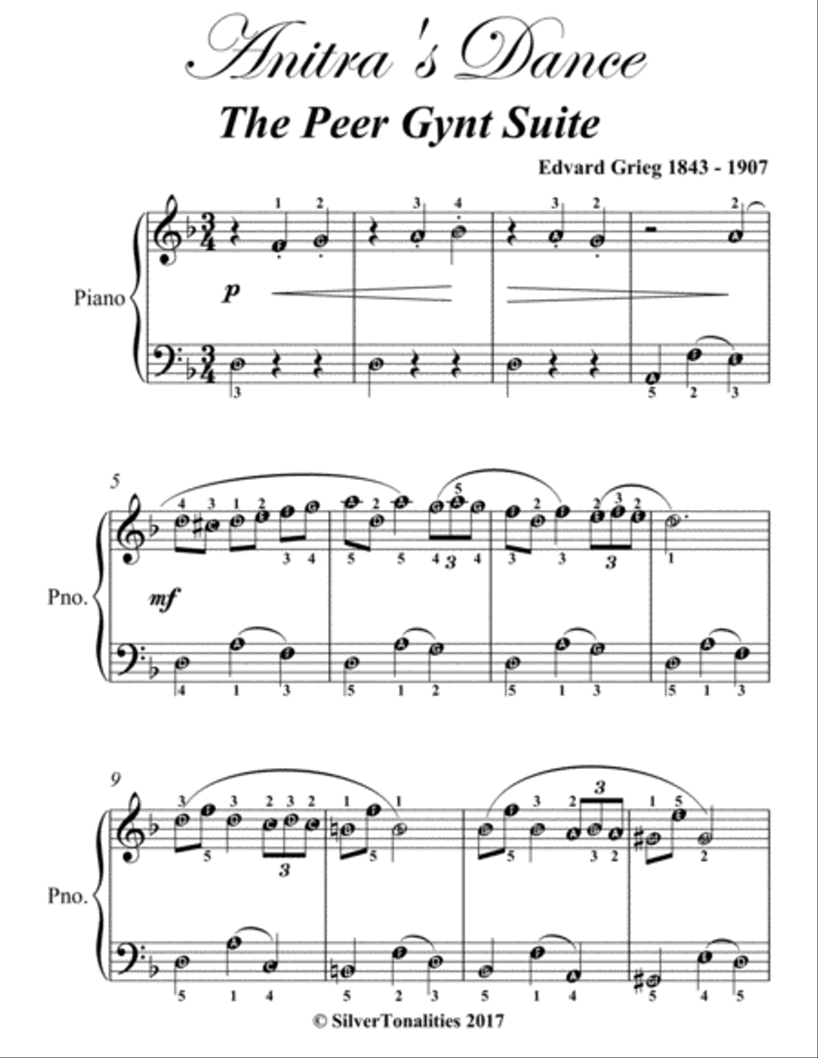 Anitra's Dance Peer Gynt Suite Easy Piano Sheet Music by Edvard Grieg ... Anitra's Dance Peer Gynt Suite Easy Piano Sheet Music by Edvard Grieg ...