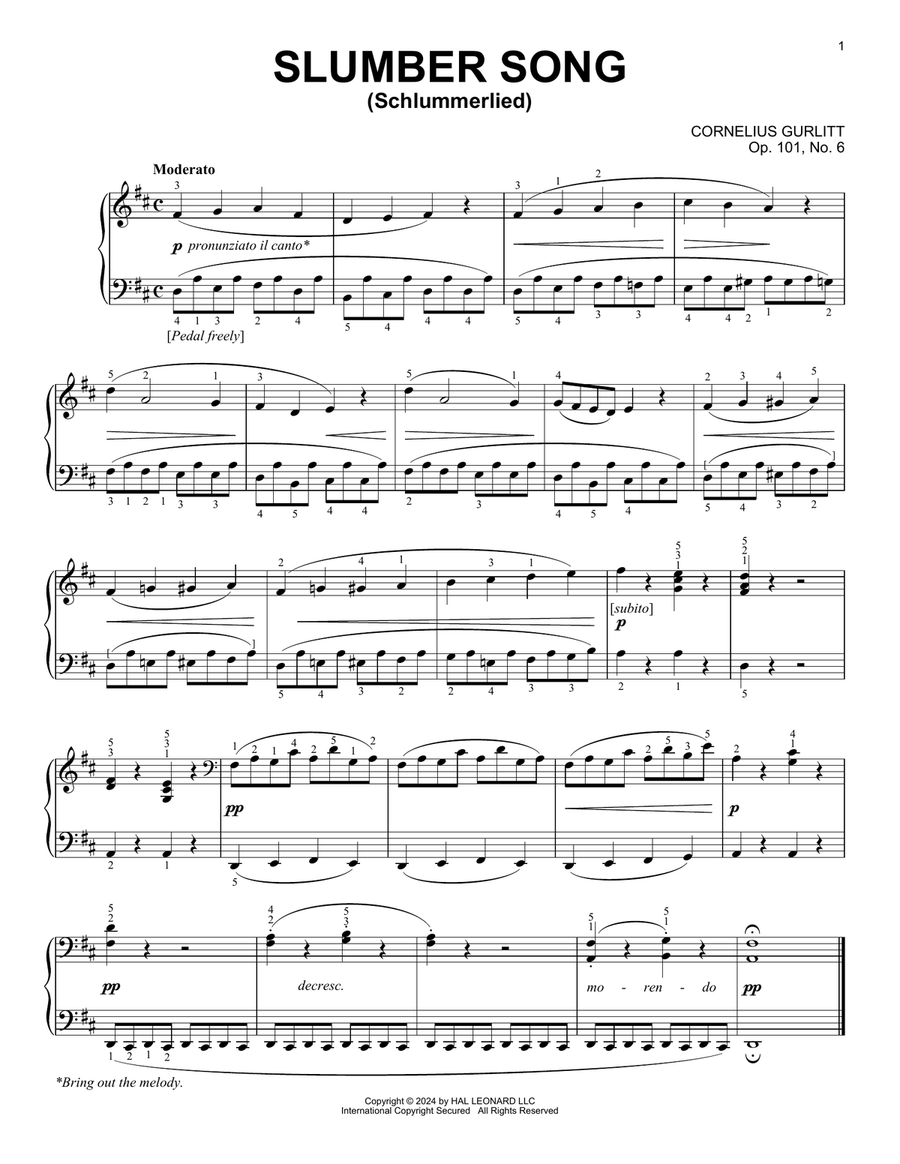 Slumber Song, Op. 101, No. 6 - Piano Solo - Digital Sheet Music | Sheet ...
