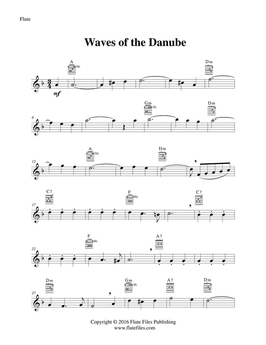 Waves of the Danube - Flute Solo with Guitar Chords - Chamber Music ...