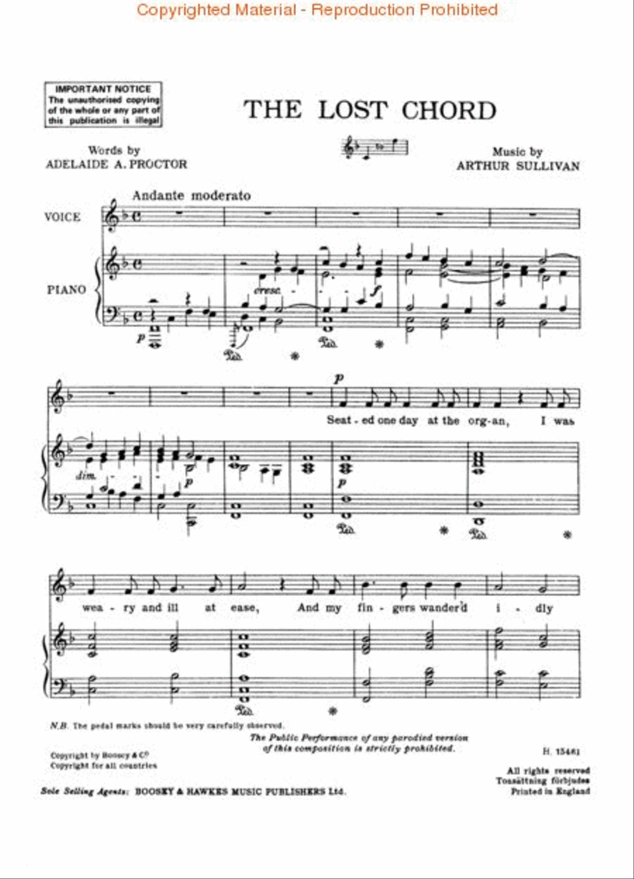 The Lost Chord by Sir Arthur Seymour Sullivan - Medium Voice - Sheet ...