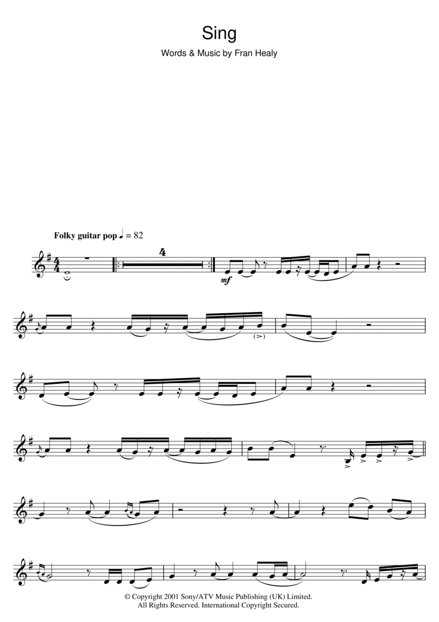 Sing by Travis - Piano - Digital Sheet Music | Sheet Music Plus