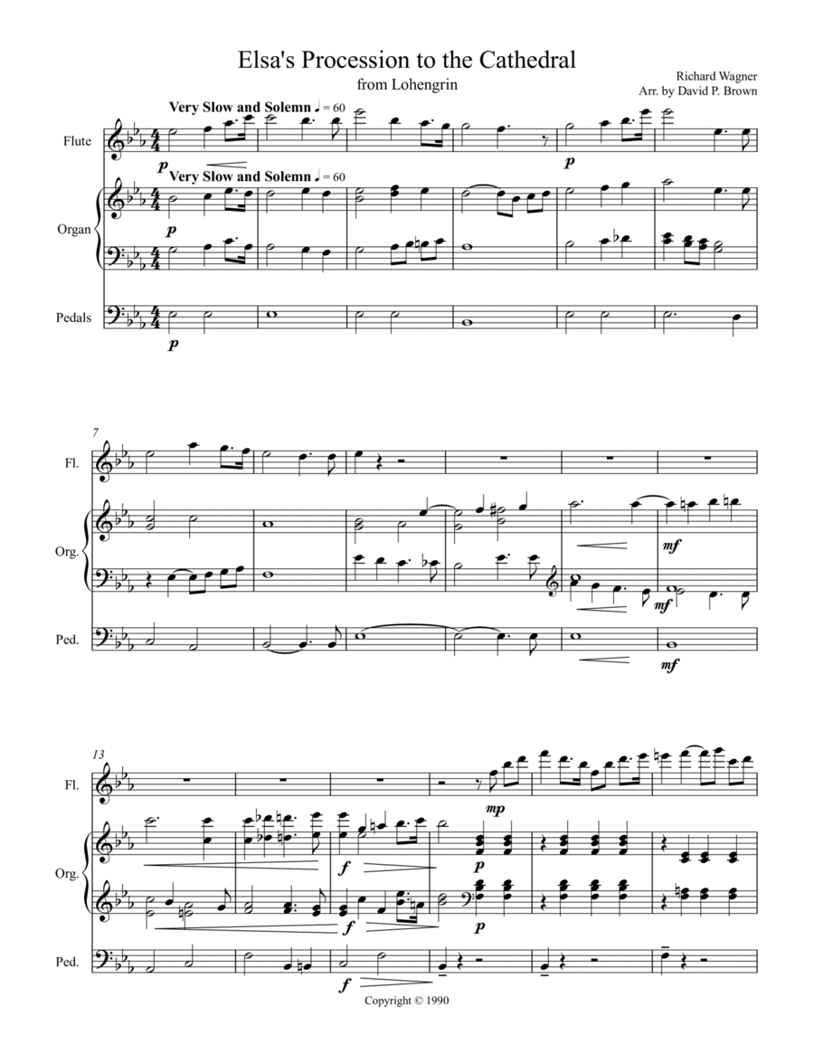 Elsa's Procession to the Cathedral (from Lohengrin) for Flute and Organ ...